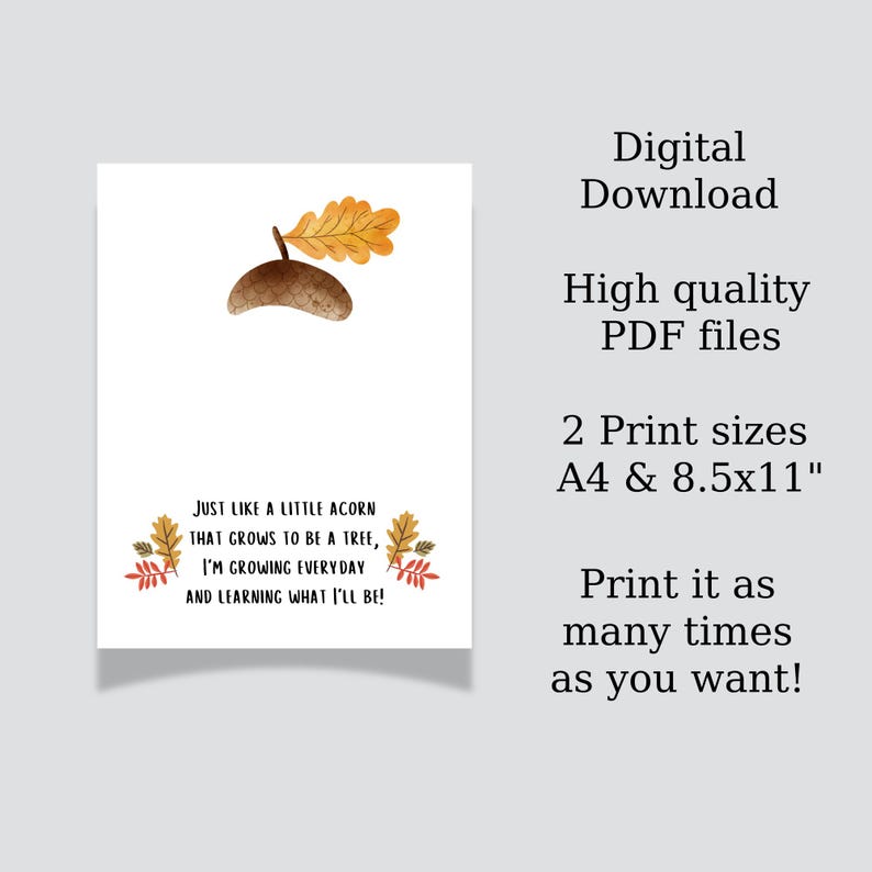 Acorn Handprint With Poem, Fall Handprint Craft, Fall/autumn Art ...