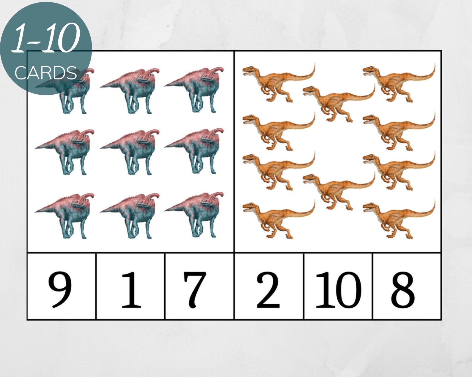 Dinosaur Count and Clip Cards 1-10, Montessori Activity, Summer Math ...