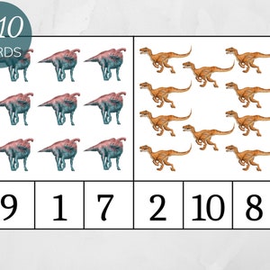 Dinosaur Count and Clip Cards 1-10, Montessori Activity, Summer Math ...