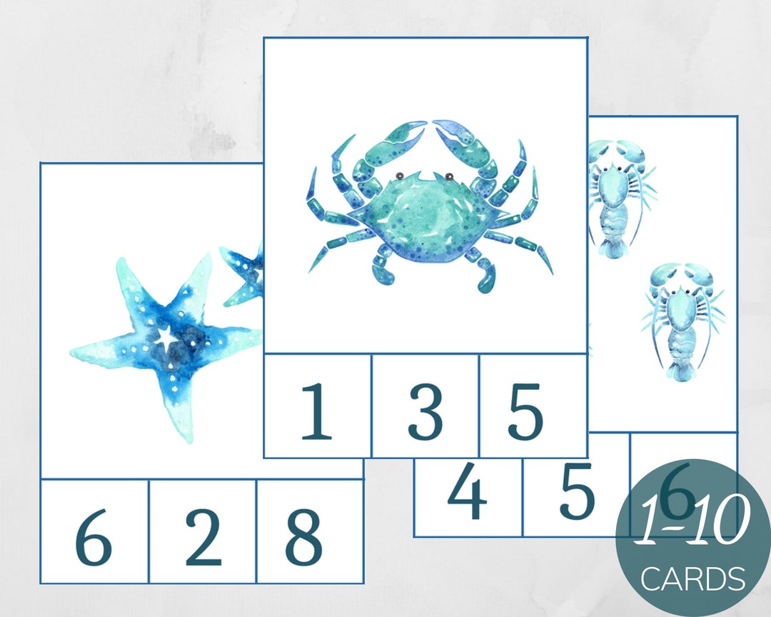 Ocean Count and Clip Cards 1-10, Montessori Activity, Summer Math ...