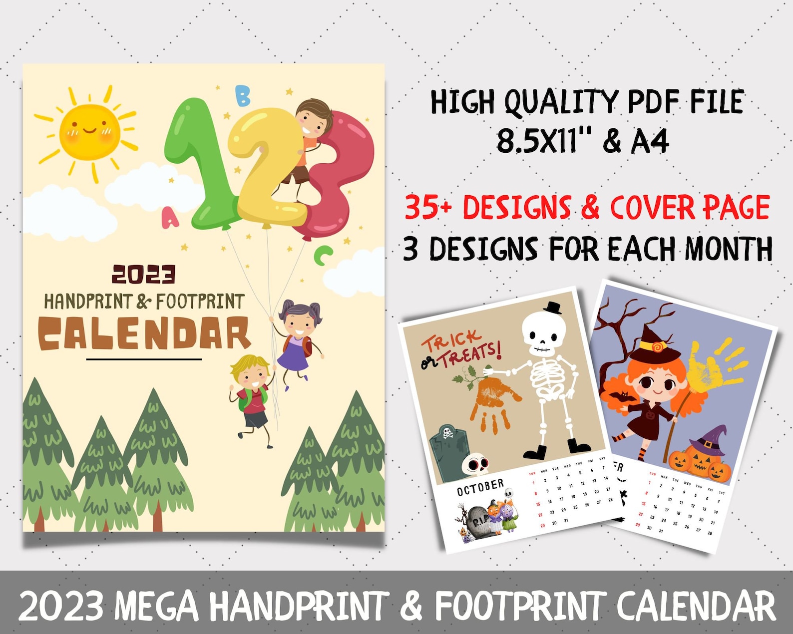 2023 Handprint/footprint Bundle, 2023 Mega Handprint/footprint Calendar ...