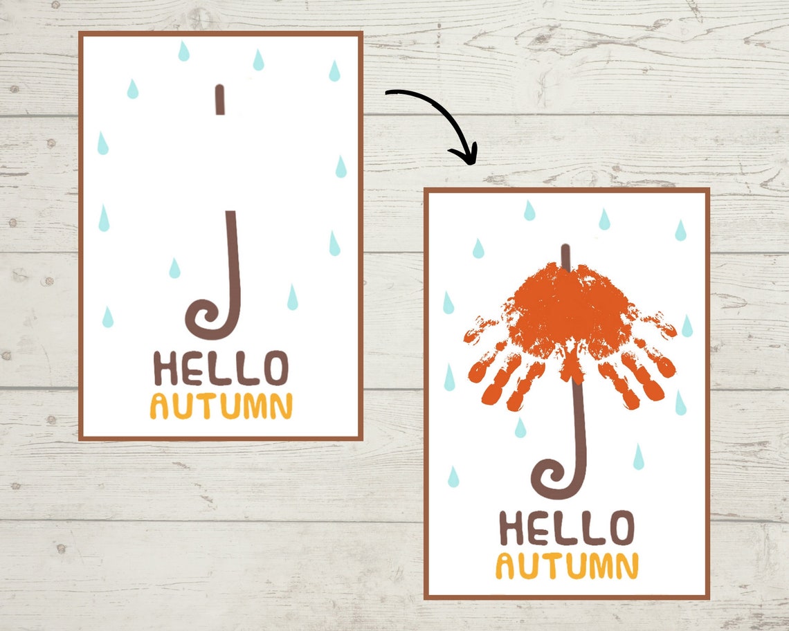 Bundle Autumn Handprint Art, Fall Season Printable Craft for Kid, Hello ...