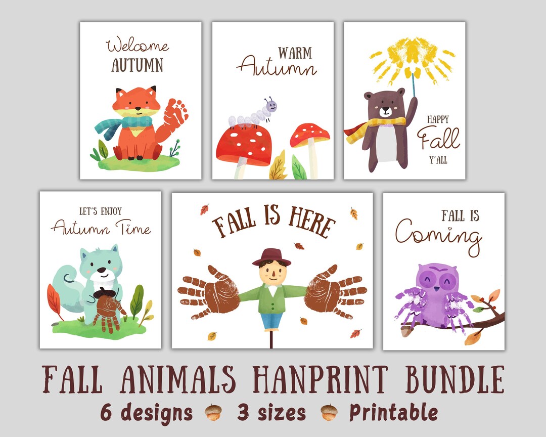 Fall Forest Animals Bundle, Fall Season, Handprint Craft, Autumn ...