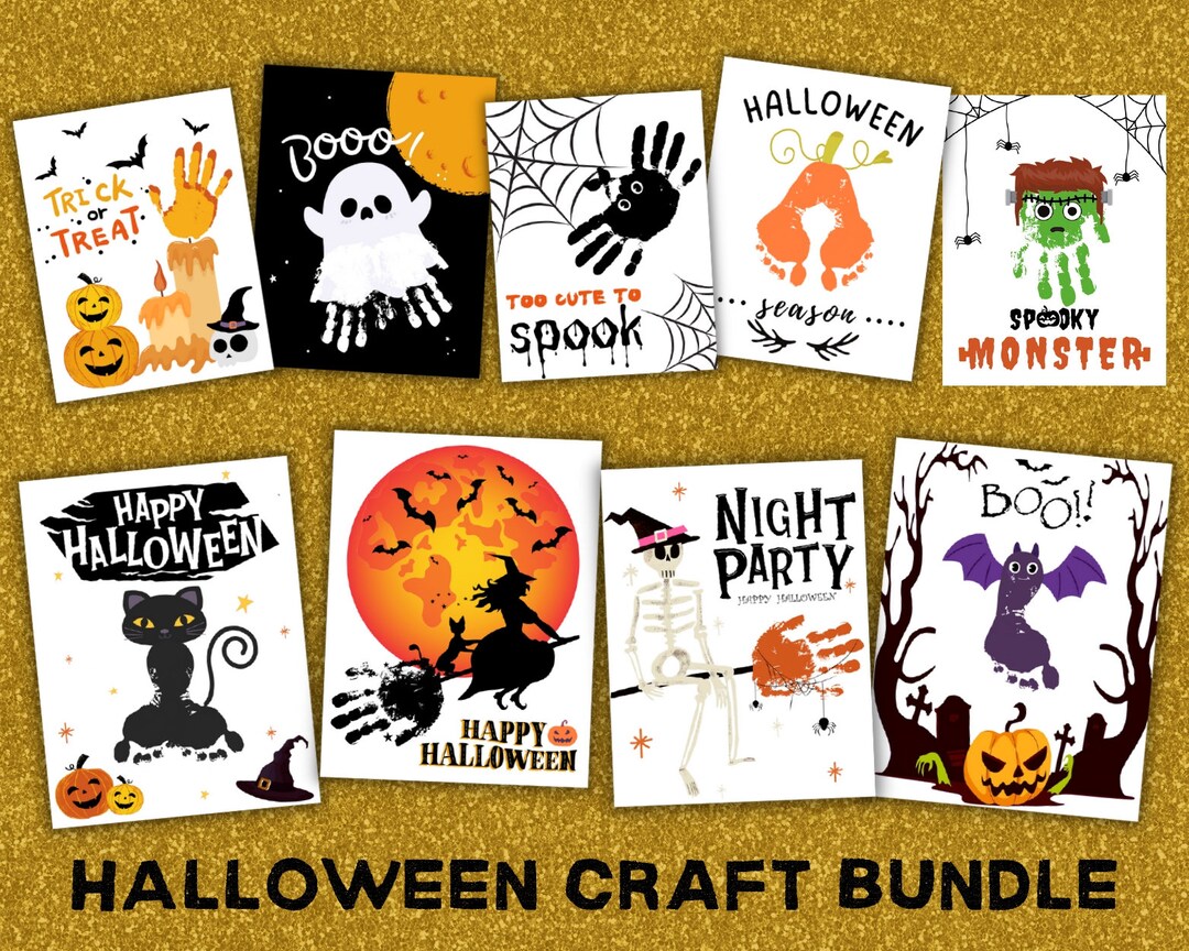 9 Design Halloween Bundle, Halloween, Halloween Handprint/footprint ...