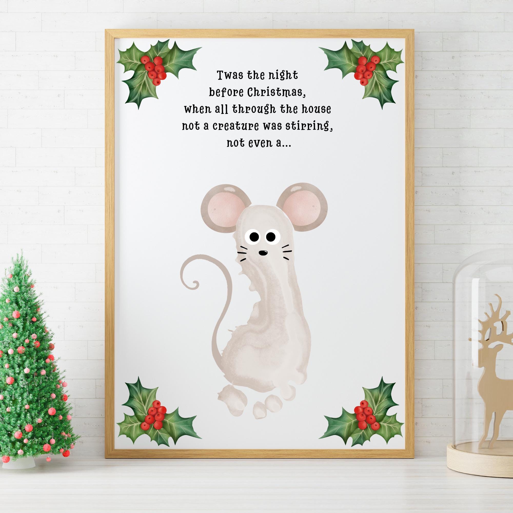 Mouse Christmas and Poem Footprint, Baby Kids Toddler Footprint, Winter ...