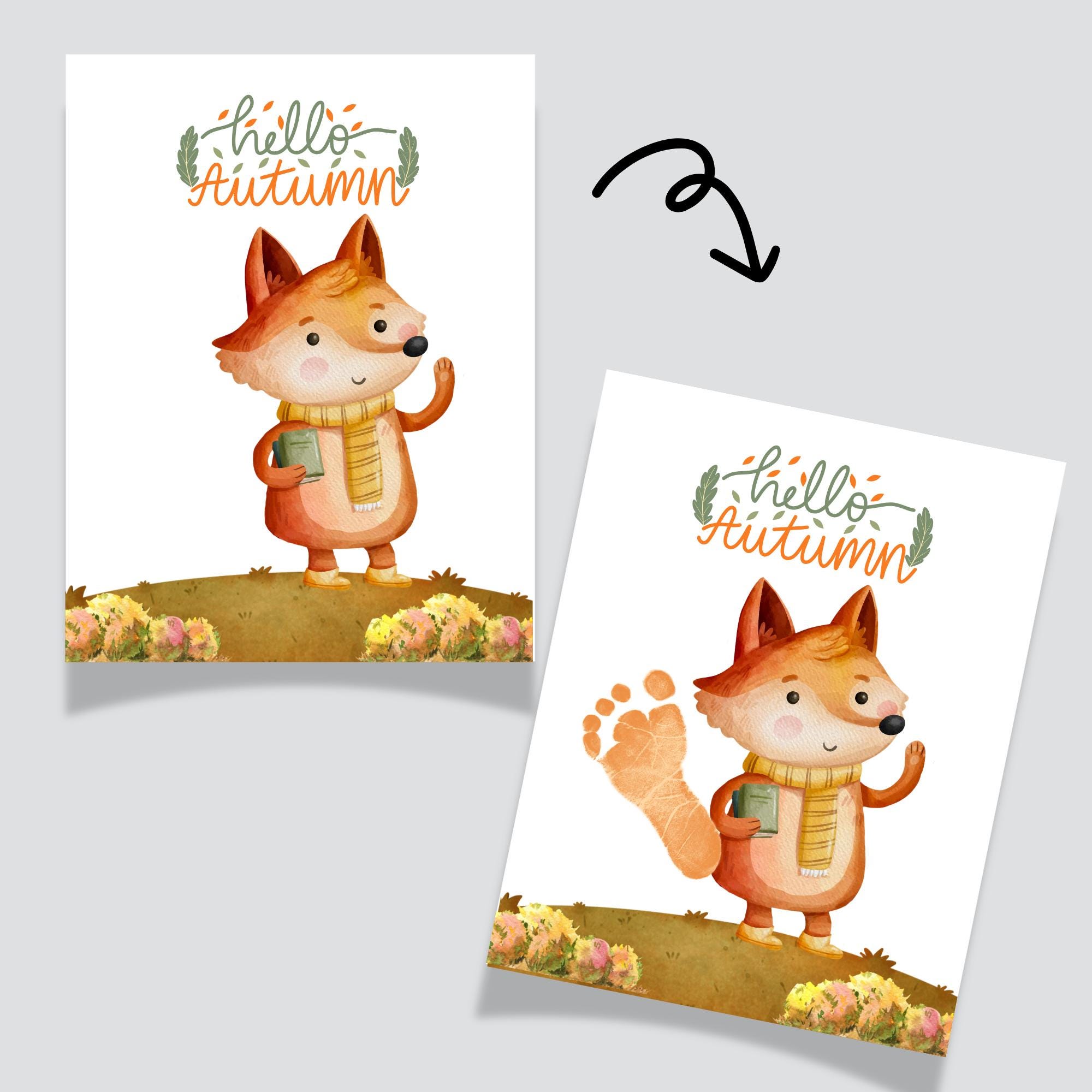 Hello Autumn Footprint Craft, Fall Season, Autumn Concept, DIY Fall ...