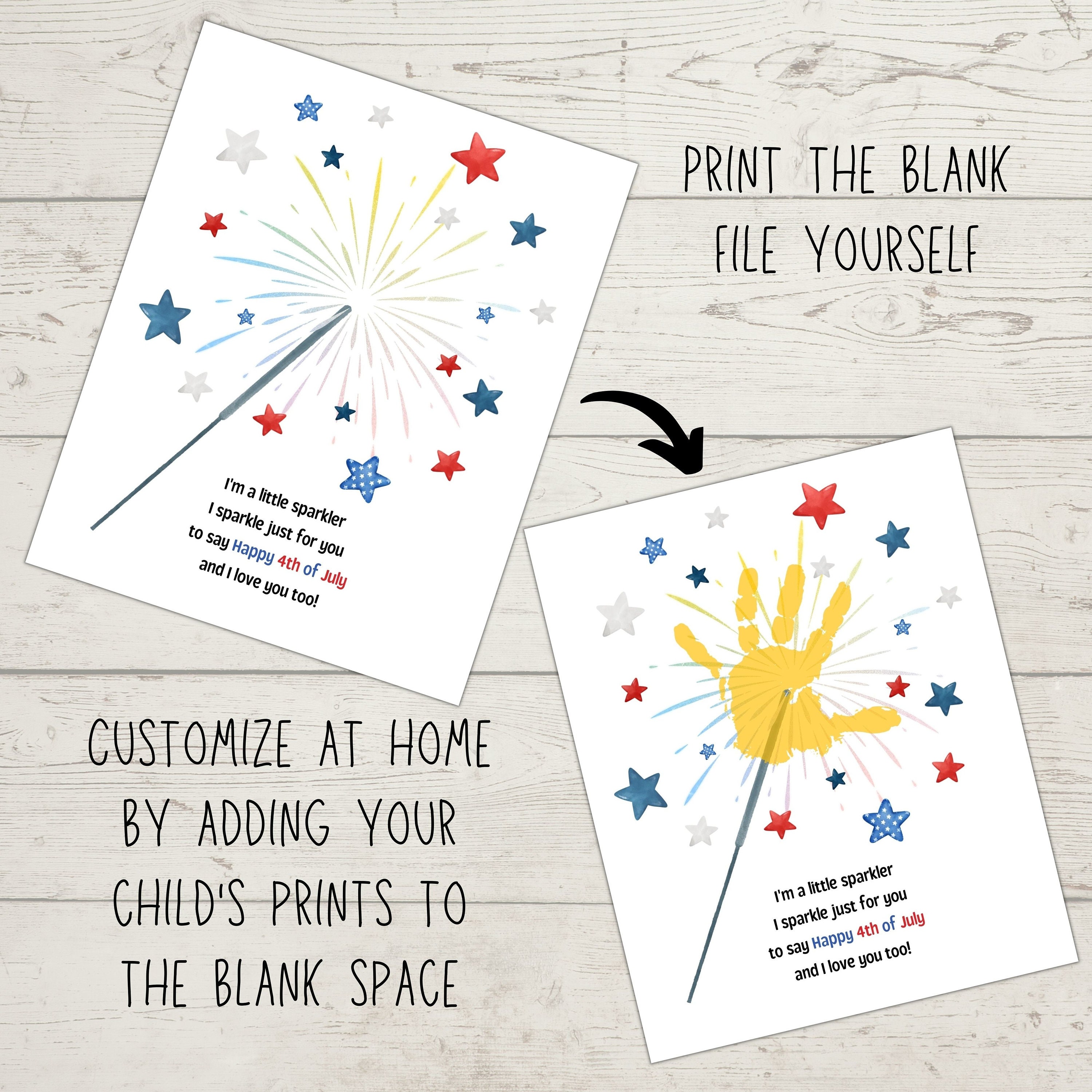 Little Sparkler Handprint Art, 4th of July Independence Day Firework ...