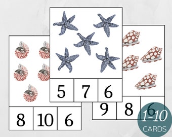 Montessori Counting Shells Clip Cards • Editable PDF Educational ...