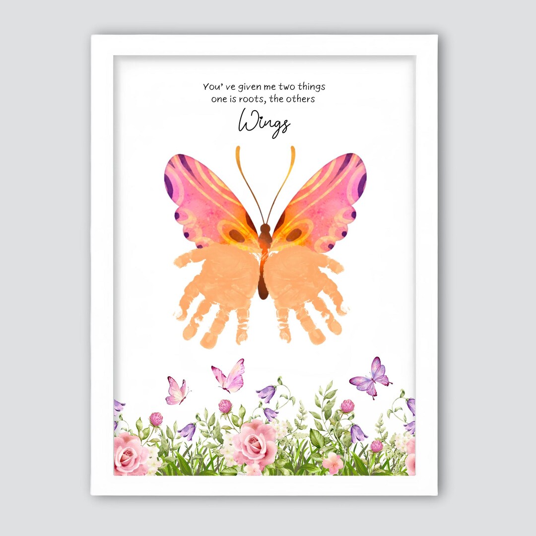 Colorful Butterfly Handprint Printable, Happy Mothers Day Art Craft ...