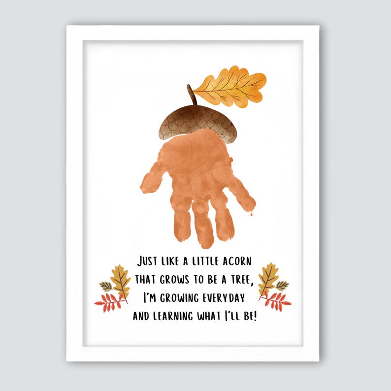 Acorn Handprint With Poem, Fall Handprint Craft, Fall/autumn Art ...