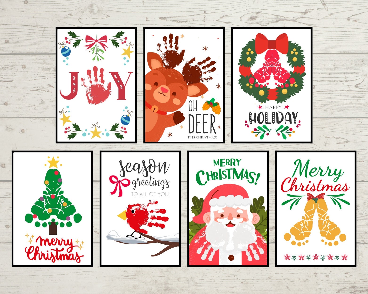 Christmas Handprint/footprint Art Printable Bundle Season - Etsy