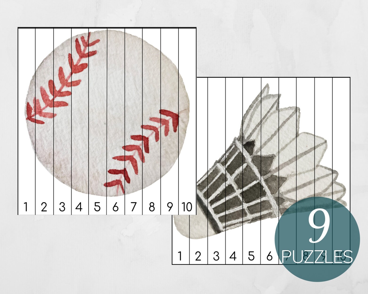 Sport Printable, Number Sequence Puzzle 1-10, Montessori Activity ...
