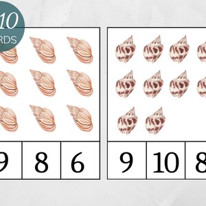 Seashell Count and Clip Cards 1-10, Montessori Activity, Summer Math ...