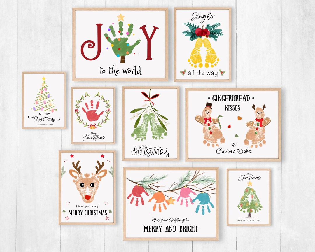 2025 Christmas Handprint Footprint Bundle, Set 9 Printable Christmas ...