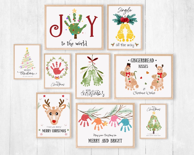 2025 Christmas Handprint Footprint Bundle, Set 9 Printable Christmas ...
