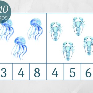Ocean Count and Clip Cards 1-10, Montessori Activity, Summer Math ...
