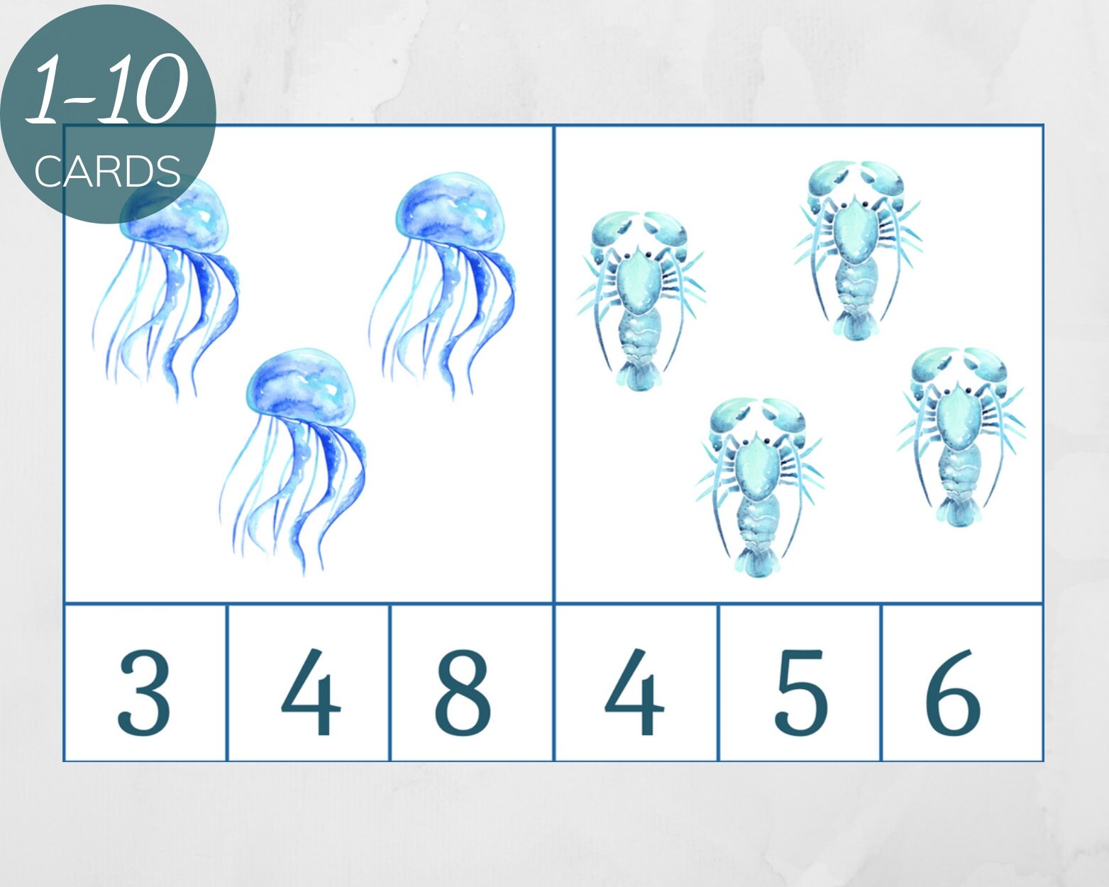 Ocean Count and Clip Cards 1-10 Montessori Activity Summer - Etsy