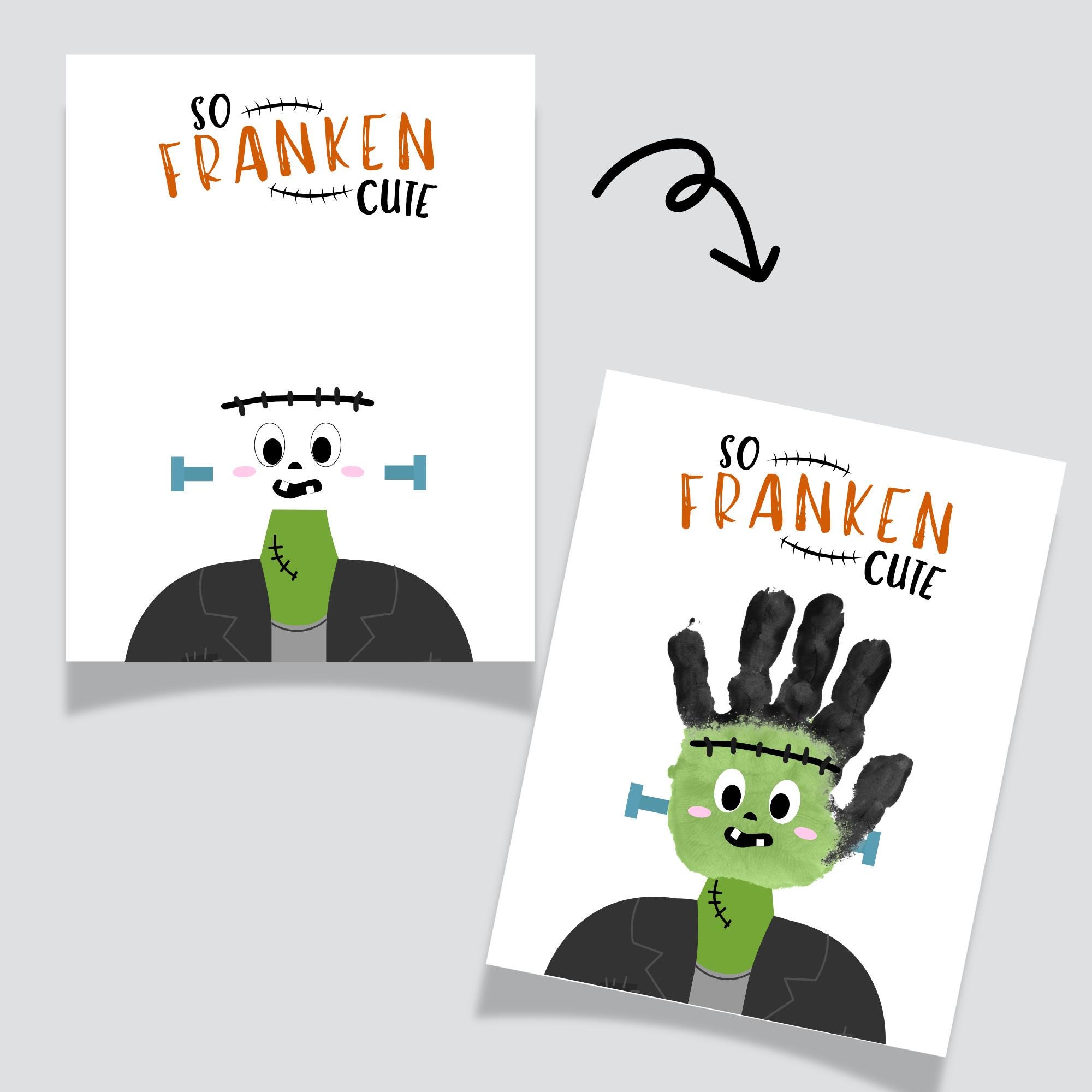 So Franken Cute Handprint, Frankenstein Halloween Art Craft, Craft ...