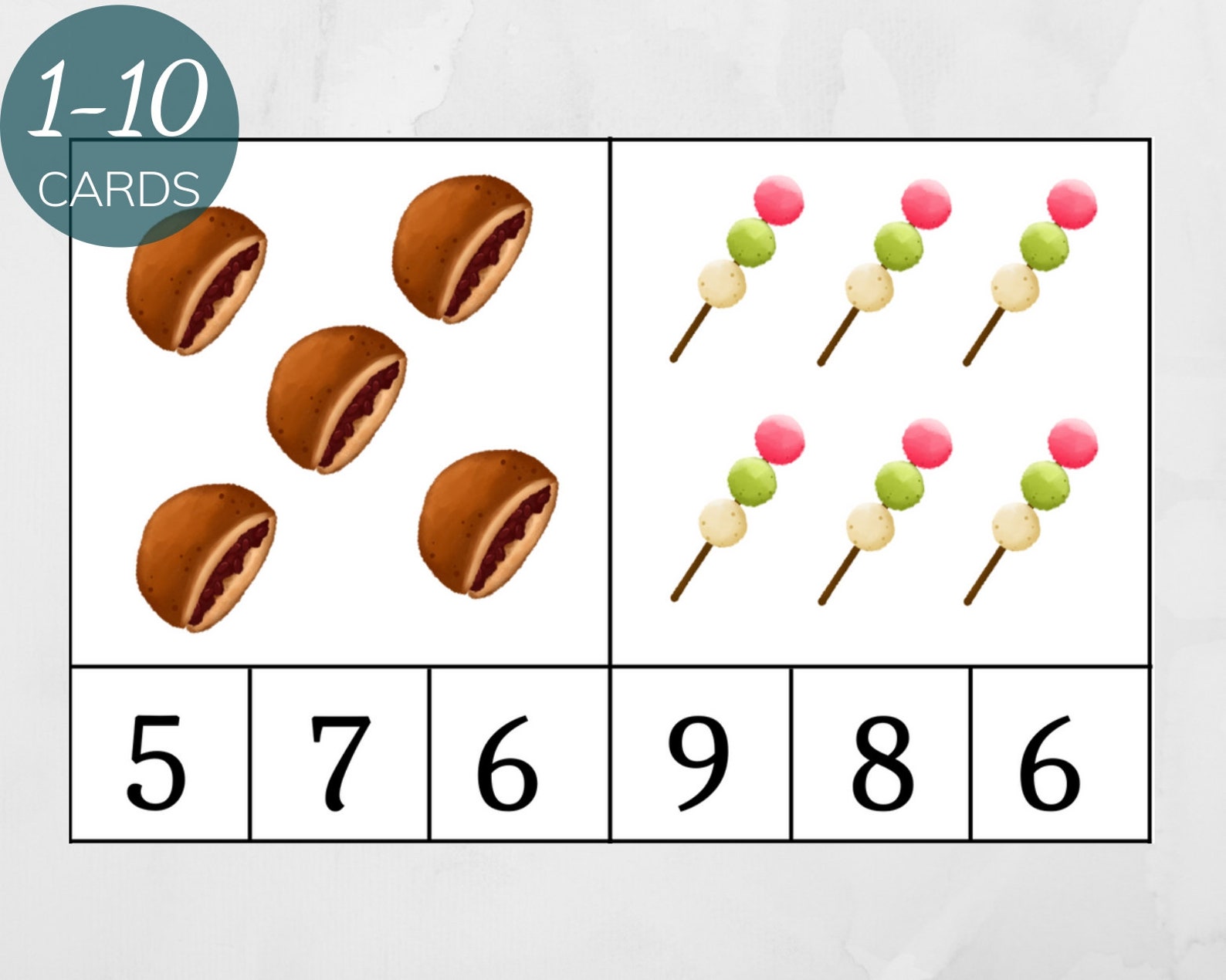 Japan Food Count and Clip Cards 1-10, Montessori Activity, Summer Math ...