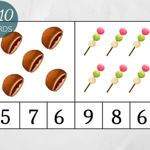 Japan Food Count and Clip Cards 1-10, Montessori Activity, Summer Math ...
