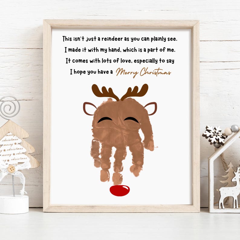 Reindeer Poem Handprint Card, First Xmas/christmas, Baby Kids Toddler ...