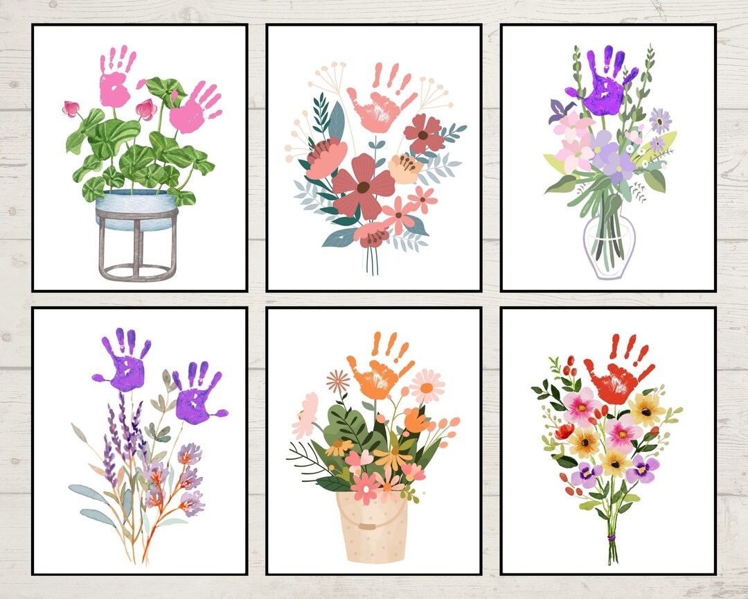 Printable Flower Handprint Craft Bundle, Handprint Craft for Mom ...