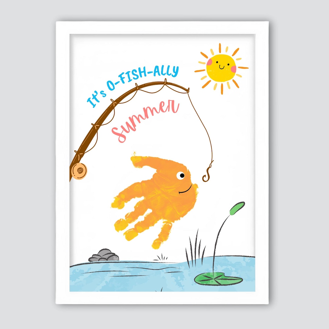 It's O-fish-ally Summer Handprint Craft, Printable Fishing Summer ...