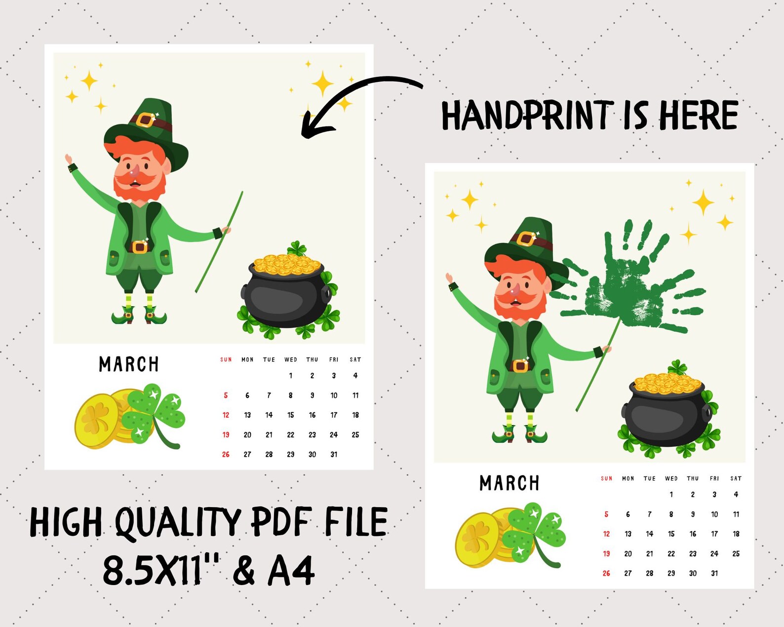 2023 Handprint/footprint Calendar, Handprint Craft, Footprint/handprint ...