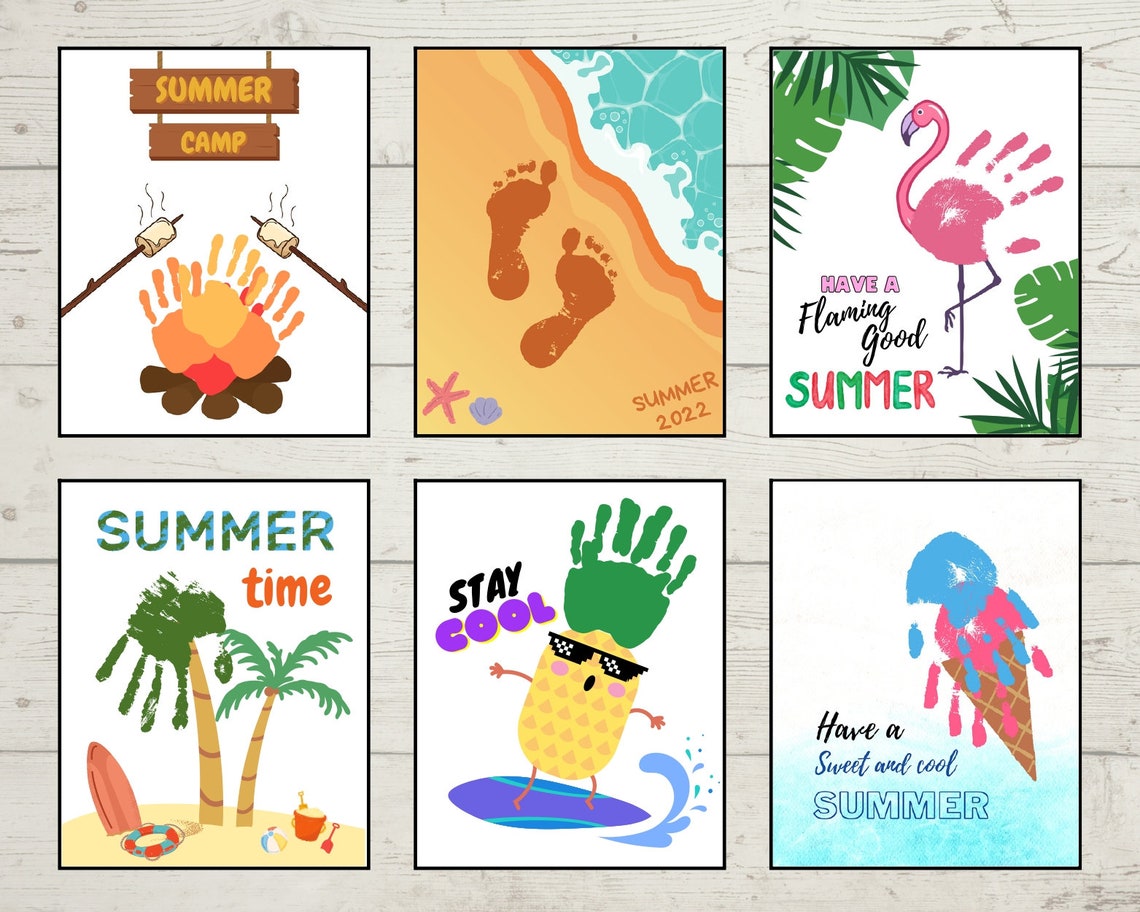 Summer Handprint Footprint Craft Bundle Summer Camp Activity - Etsy