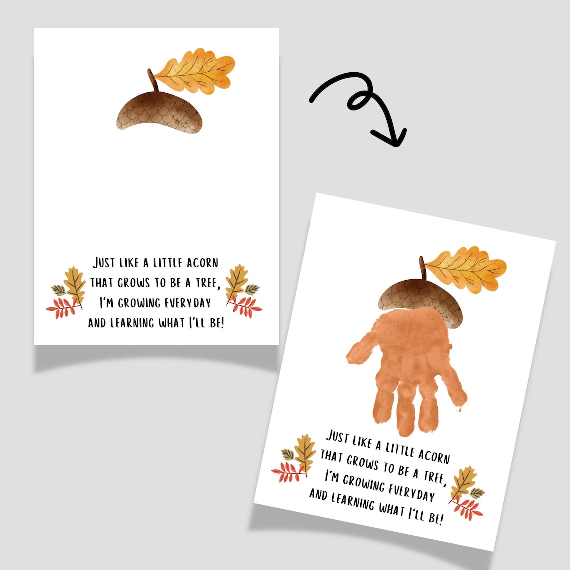 Acorn Handprint With Poem, Fall Handprint Craft, Fall/autumn Art ...