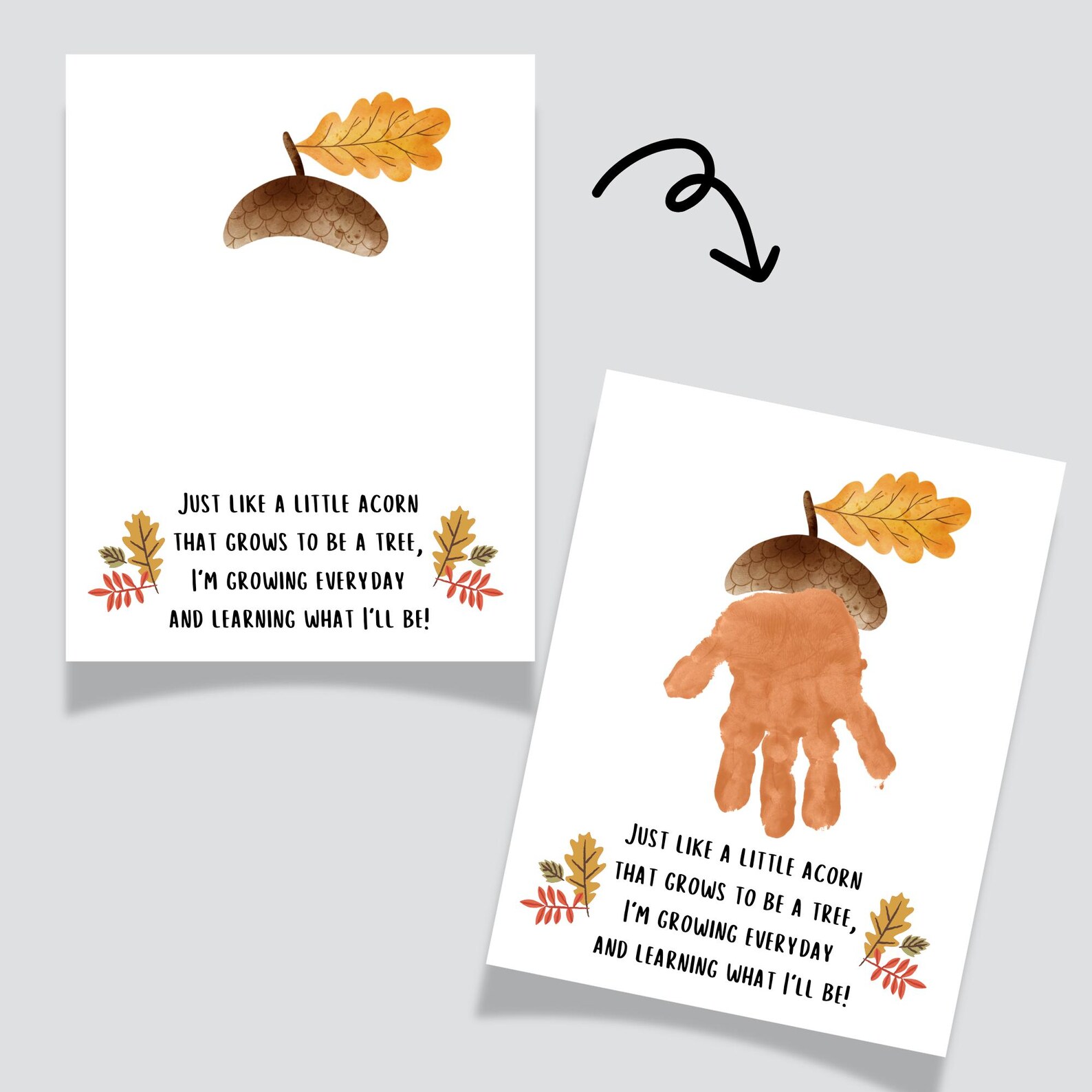 Acorn Handprint With Poem, Fall Handprint Craft, Fall/autumn Art ...