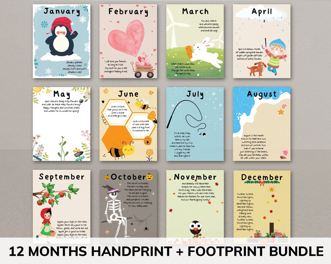 Memory Handprint/footprint Book With Poems, Handprint/footprint Art ...