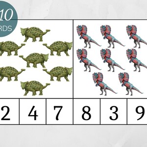 Dinosaur Count and Clip Cards 1-10, Montessori Activity, Summer Math ...