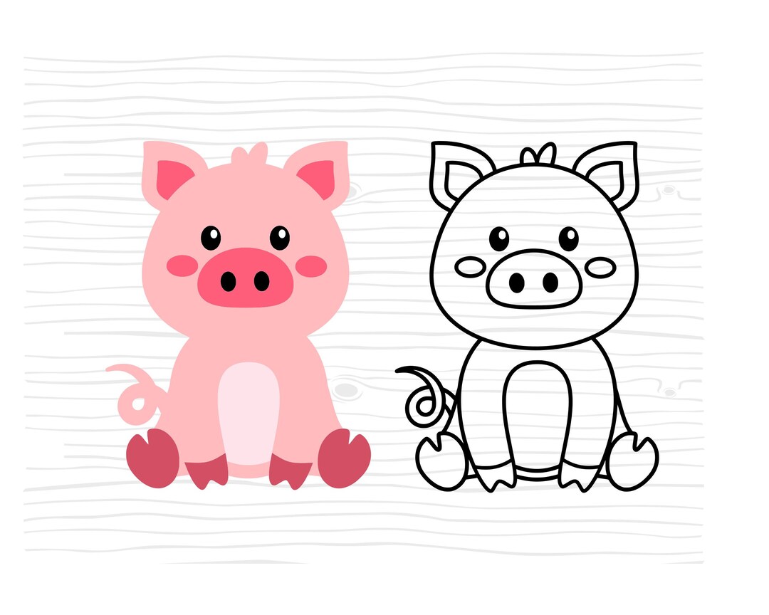 Pig SVG, Cute Pig SVG, Baby Pig Cut File, Kawaii Animal SVG, Farm ...
