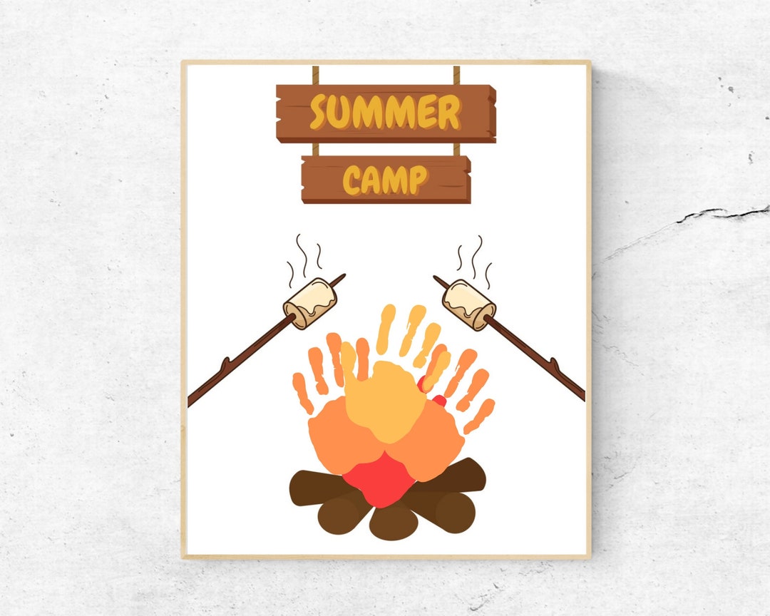 Happy Camper, Summer Handprint Art, Summer Printable Craft for Kid ...