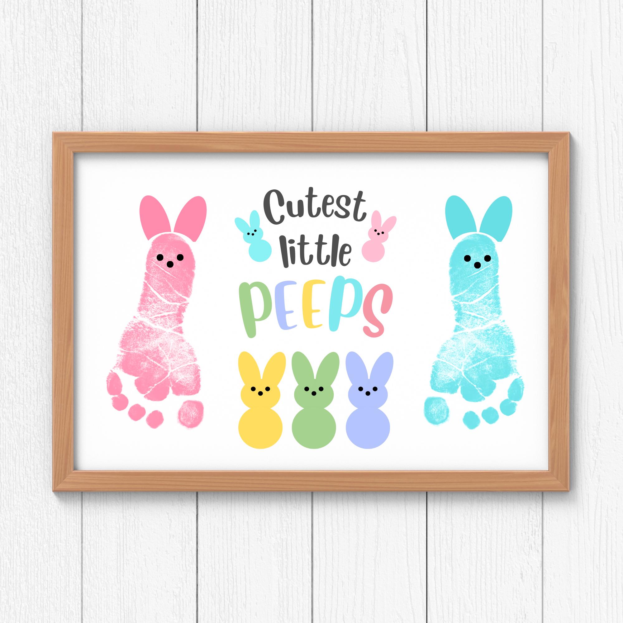 Cutest Little Peeps Easter Craft, Easter Bunny Footprint Craft, Peeps ...