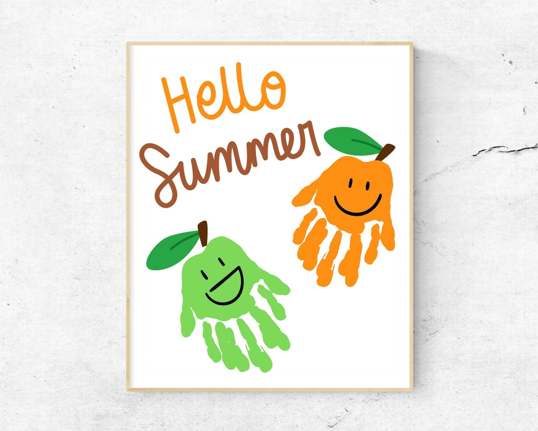 Hello Summer Handprint Art, Summer Printable Craft for Kid, Summer ...