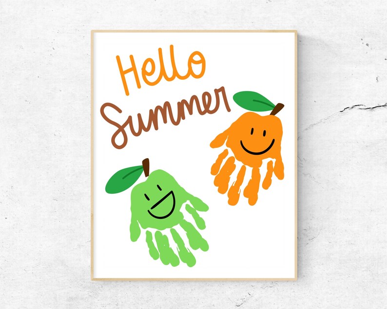 Hello Summer Handprint Art, Summer Printable Craft for Kid, Summer ...