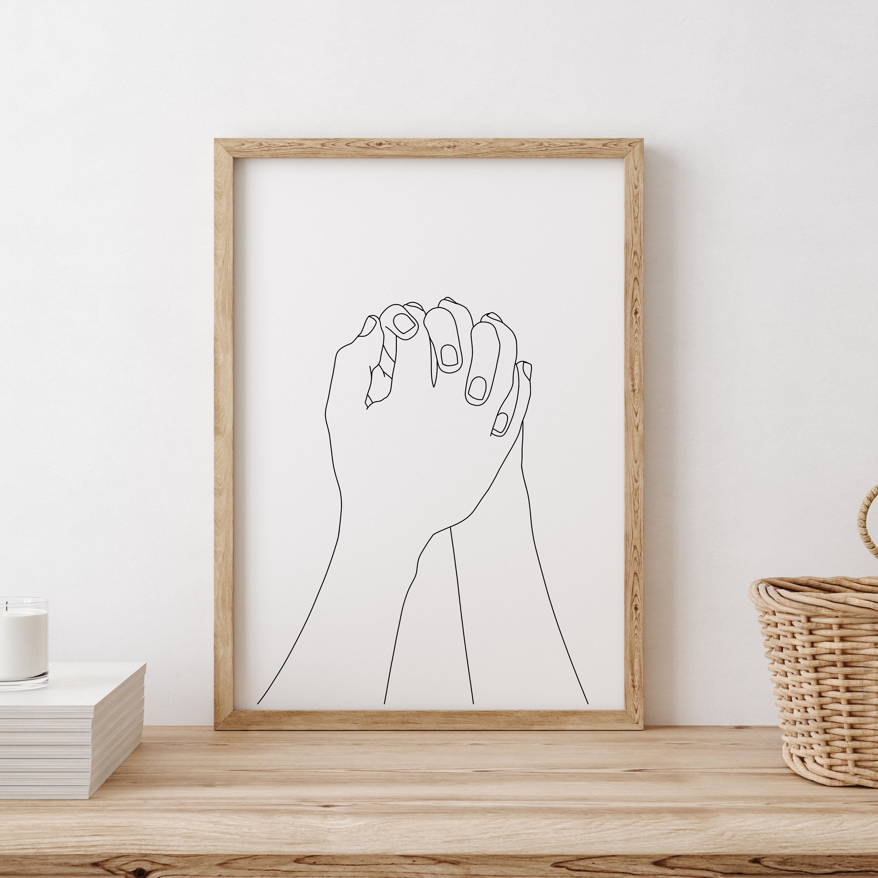 Holding Hands Line Art Print, Couple Hands Print, Minimal Printable ...