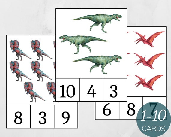 Dinosaur Count and Clip Cards 1-10 Montessori Activity - Etsy