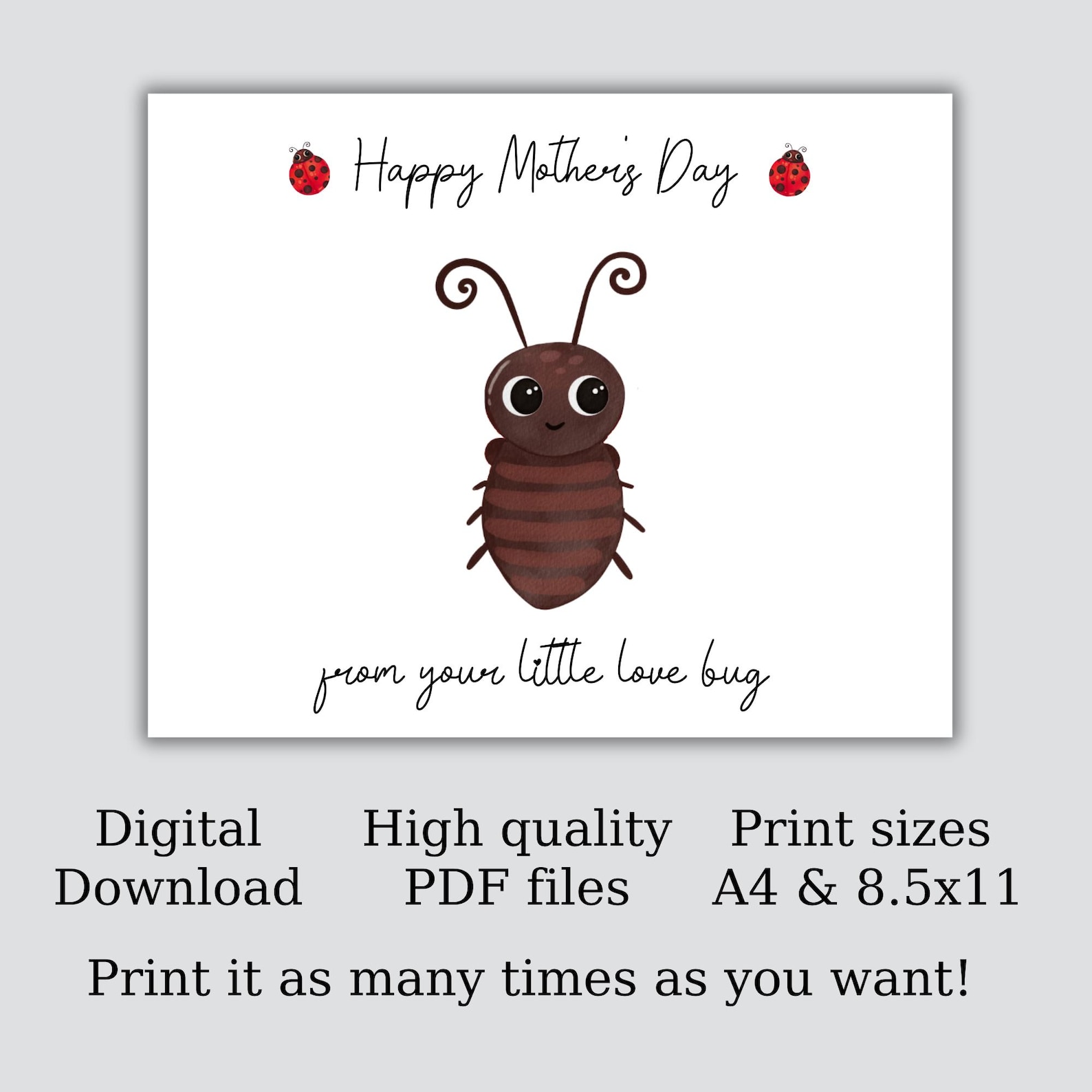 Ladybug Mothers Day Handprint, Happy Mothers Day From Your Little Love ...