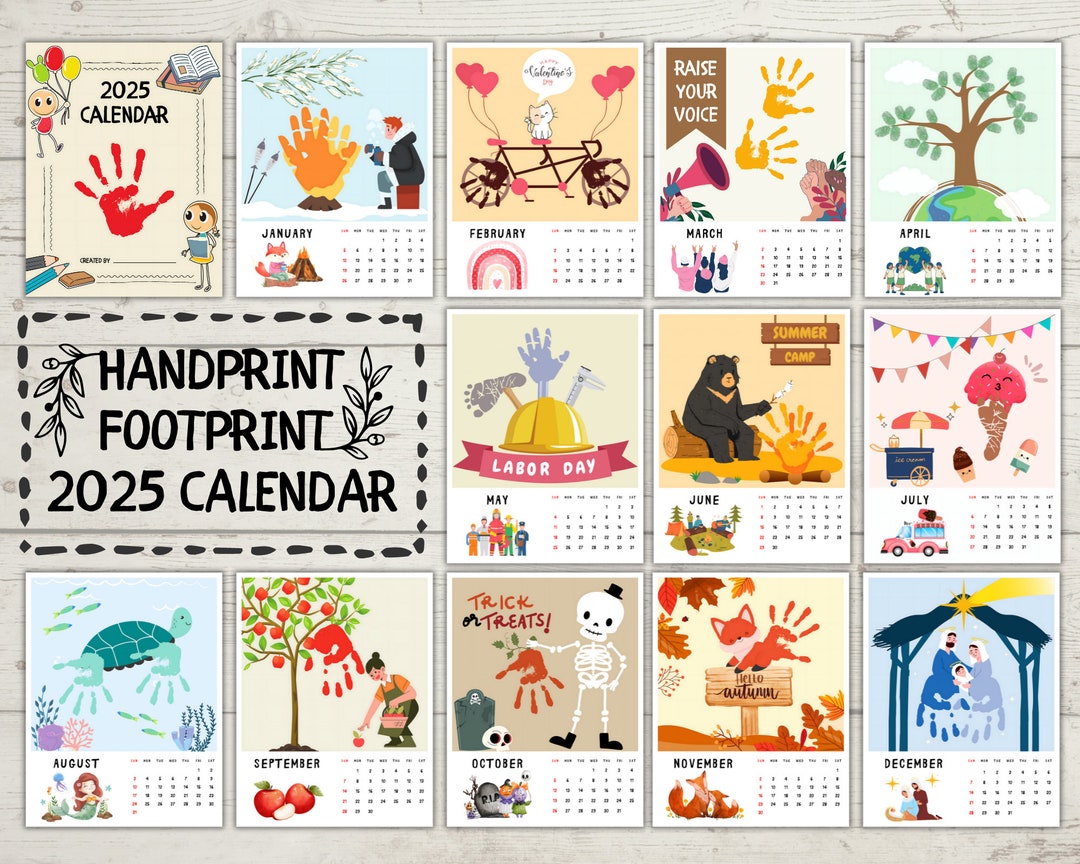 2025 Handprint/footprint Calendar, Handprint Craft, Footprint/handprint ...
