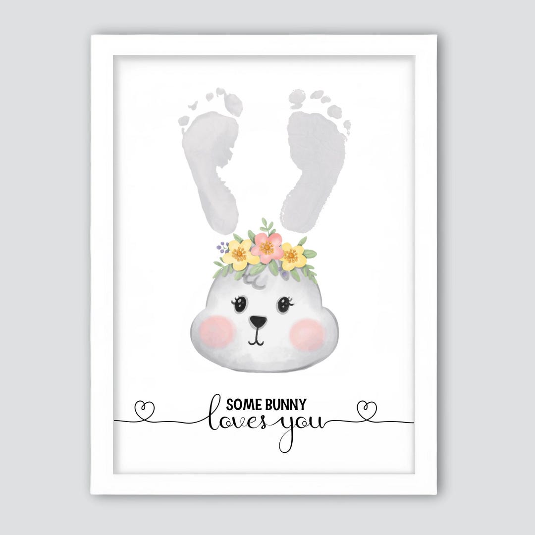 Bunny Love Footprint Art, Easter Bunny Footprint Craft, Easter Craft ...