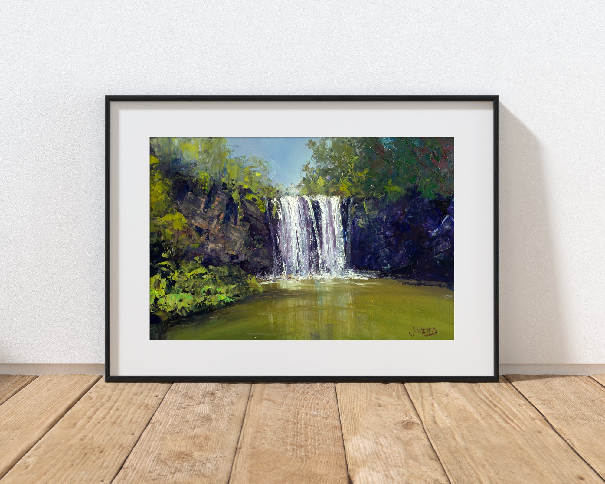 Australian Waterfall Painting, Dangar Falls, New South Wales, Wall Art, Oil Painting, Home Decor ...