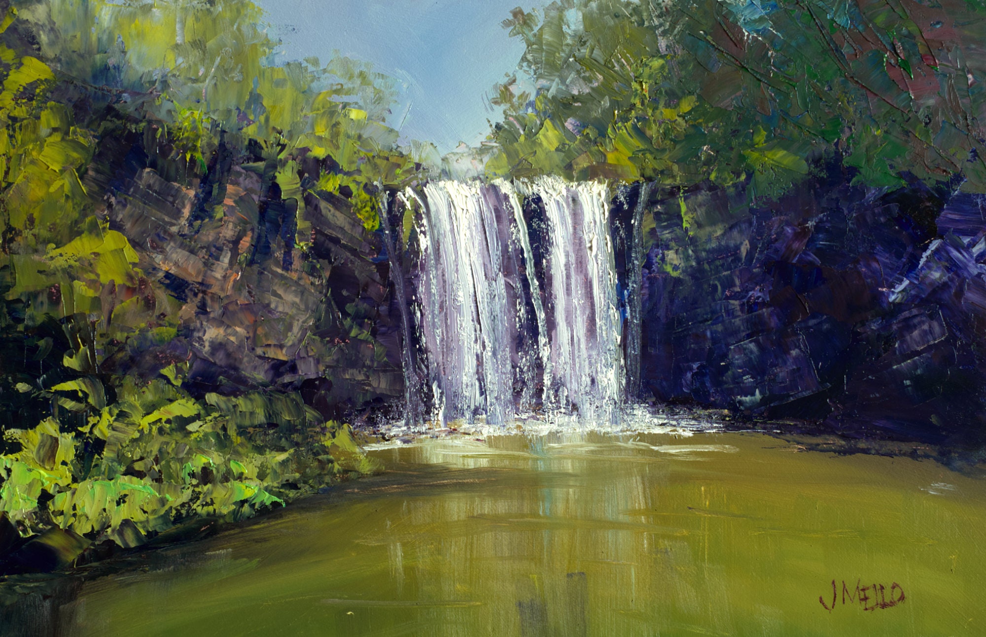Australian Waterfall Painting, Dangar Falls, New South Wales, Wall Art ...
