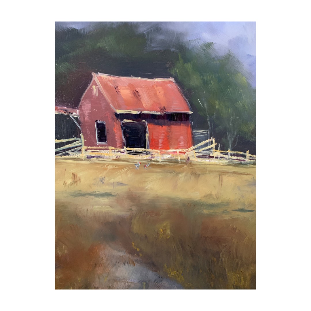 Barn Painting, Impressionist Landscape, Rural Countryside, New Zealand ...