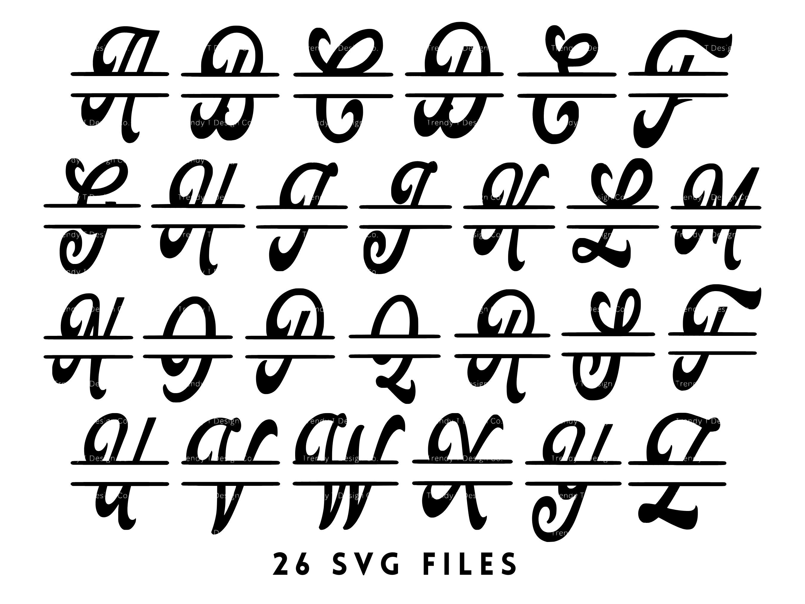 Split Monogram Svg Alphabet Svg 26 Letters Design Space Etsy Australia