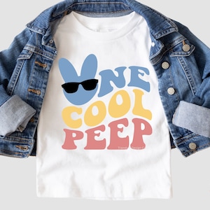 One Cool Peep SVG PNG, Kids, Toddlers, Boys Easter SVG, Retro Wavy Text ...