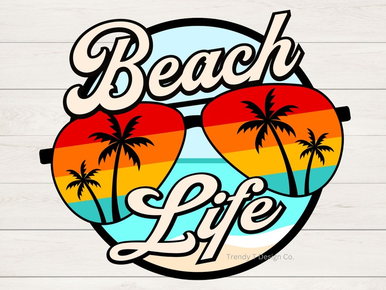 Beach Life PNG Distressed & Solid Vintage Retro Summer - Etsy
