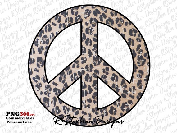 Retro Peace Sign PNG Leopard Print PNG Leopard Sublimation | Etsy